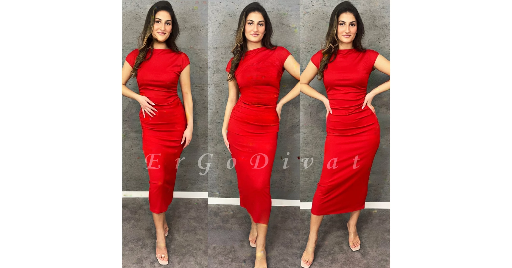 BLERA piros ruha - EGYBERUHÁK,OVERÁLOK - Ruha webáruház- ErGoDivat